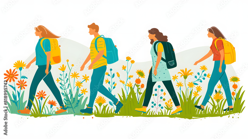 Nature walks and ecotherapy for grounding and relaxation isolated on ...