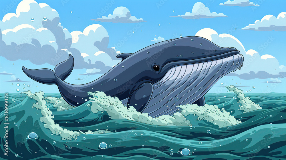 flying whale, comic style, drawn, illustration, whimsical, fantasy ...