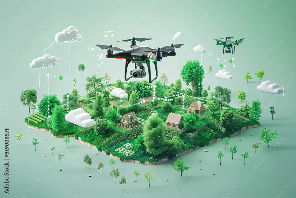 Agritech aerial view for crop control with unmanned aerial vehicles in ...