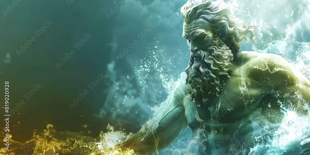 Poseidon Greek sea god one of three Olympian gods with Zeus. Concept ...