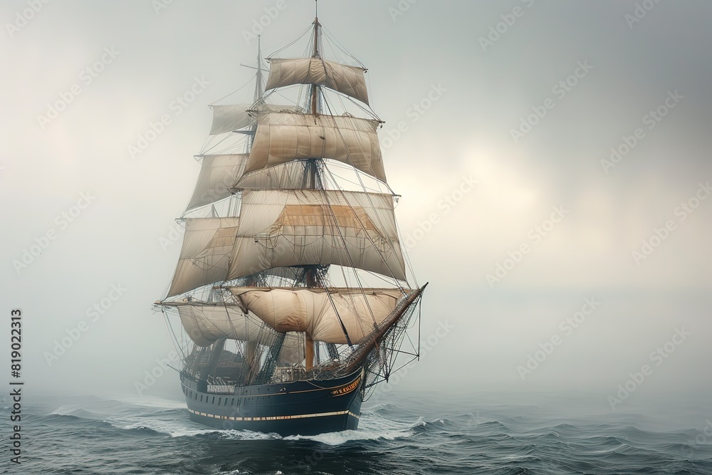 Historical Clipper Ship A vintage clipper ship under sail, representing ...
