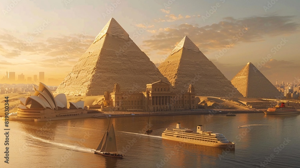 Cultural fusion: The Pyramids of Giza merged with the Sydney Opera ...