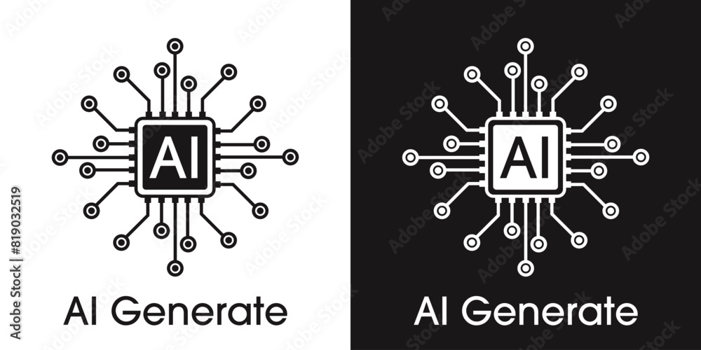 Generate AI icon. Artificial intelligence and Machine learning ...