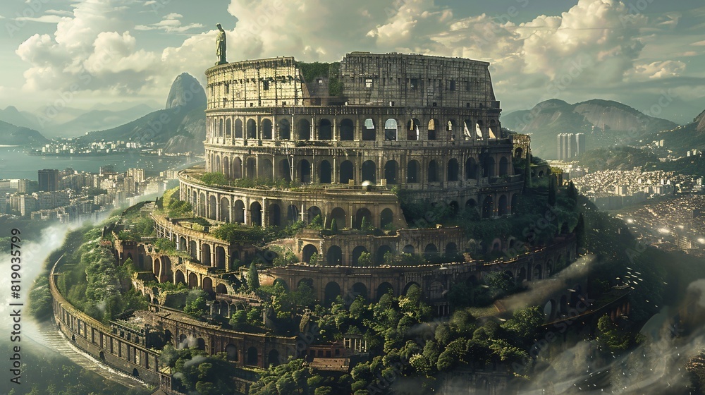 Visual synthesis of the Colosseum in Rome with Rio's Christ the ...