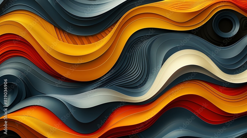 Geometric Background, Abstract pattern with a combination of wavy lines ...