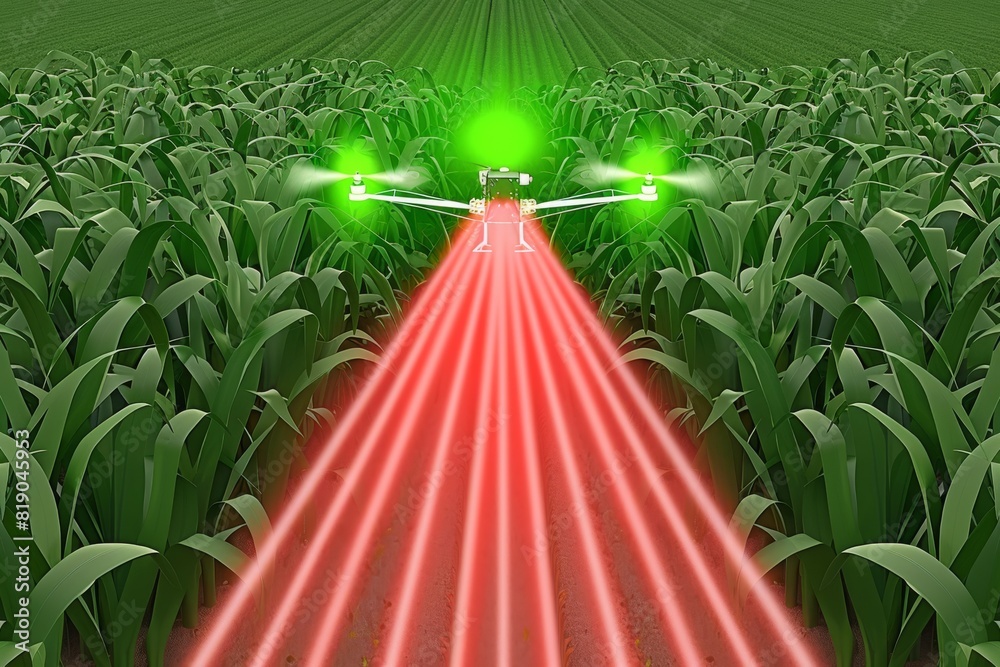 Drone agritech flower watering plot futuristic smart farming drone ...