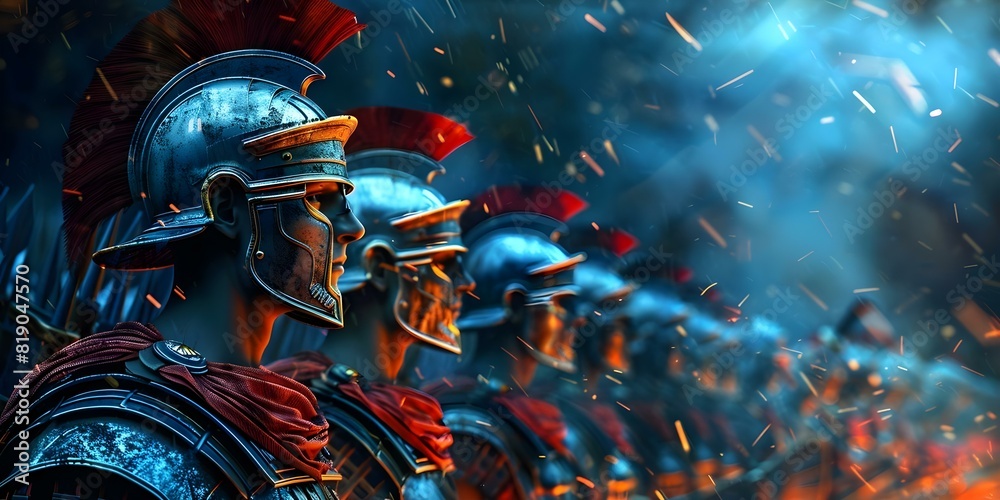 Roman army soldiers in battle formation depicted in ancient Roman ...