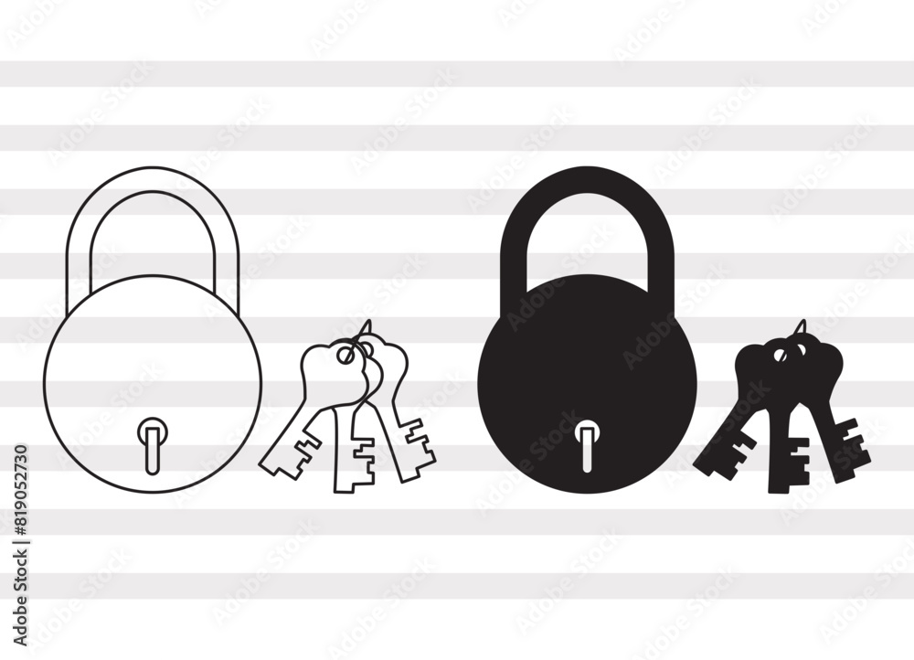 Lock and Key SVG, Lock Silhouette, Key Svg, Magic Key Svg, Vintage Key ...