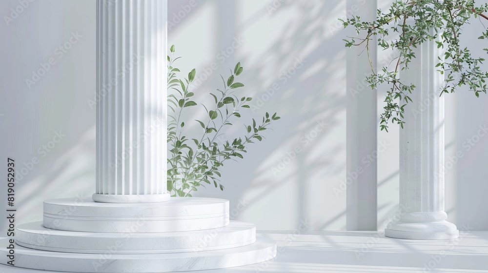 Background podium column 3d roman luxury greek white ancient display ...