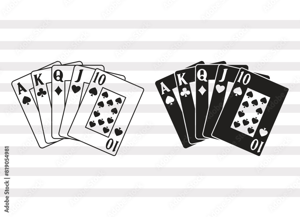 Playing Cards SVG, Poker Cards Silhouette, Gaming Cards Svg, Spades Svg ...