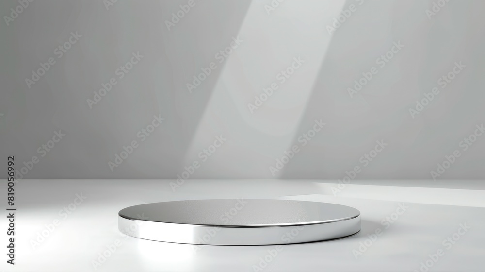 Podium silver metal platform 3D stage pedestal stand background product ...