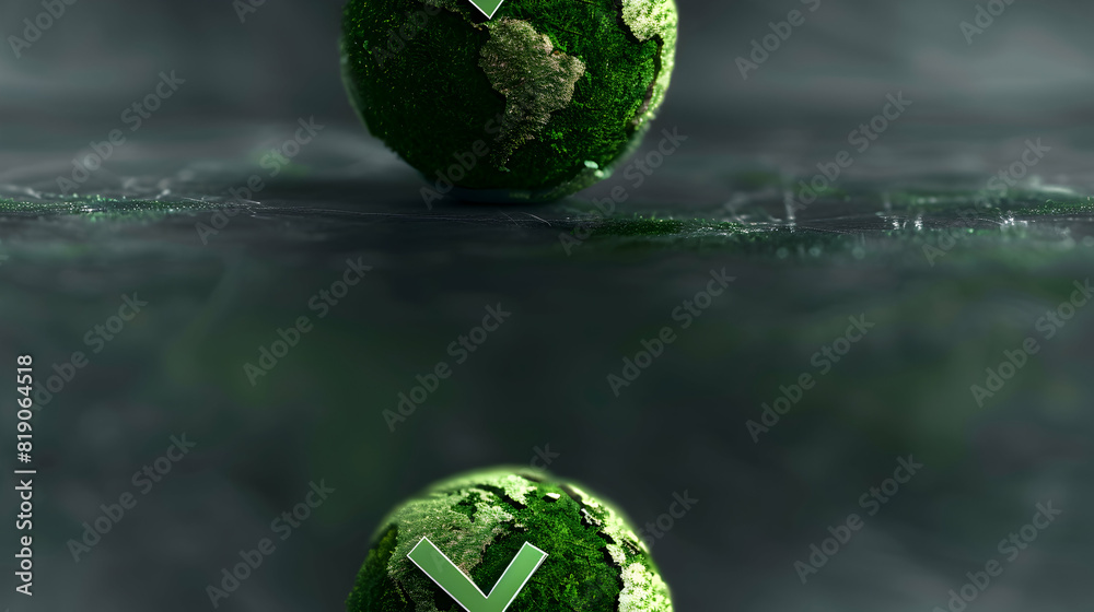 World Globe with Green Check Mark Icon: Global Sustainability ...