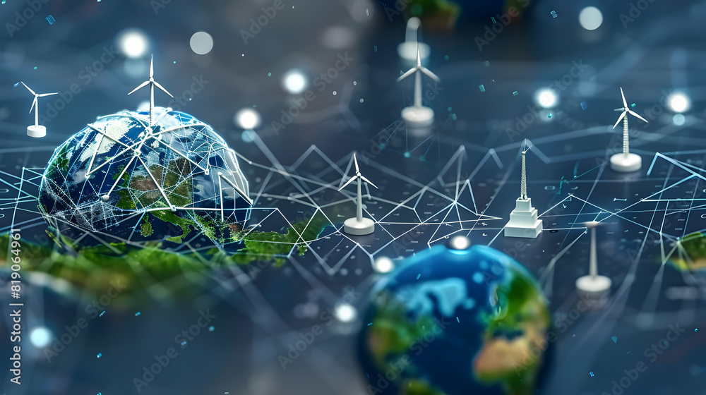 Global Sustainability: Photo Realistic Globe with Renewable Energy ...