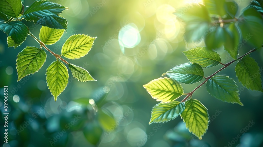 Nature Background Shiny leaves reflecting light with a soft background ...