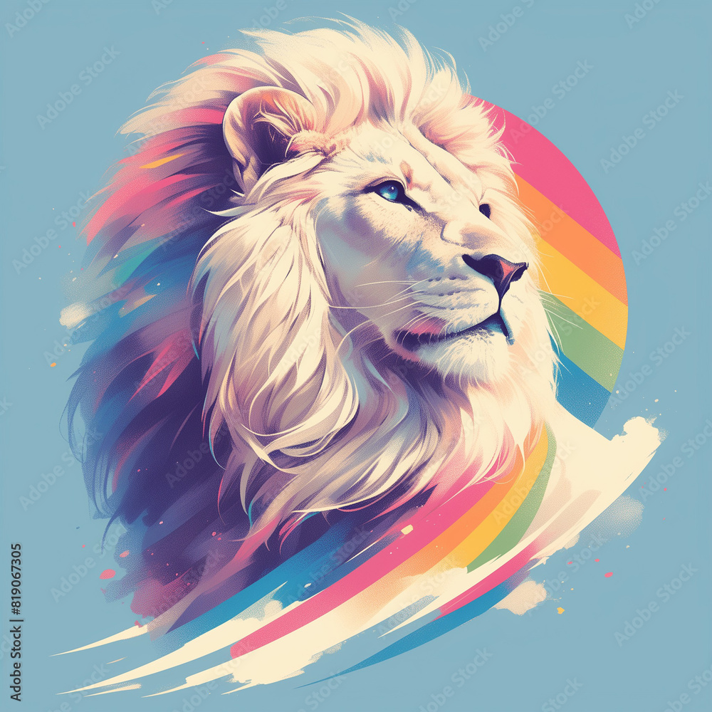 Lion illustration badge for t-shirt design. Animal lion concept poster ...