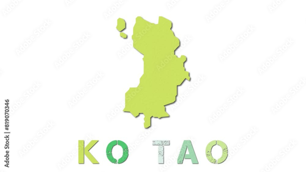 Ko Tao map with paper regions. Animated island map growing from regions ...