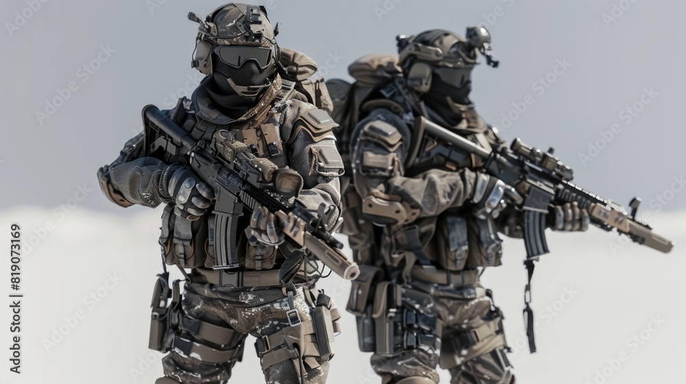 Elite special Operation military soldiers equipped with battle armor ...