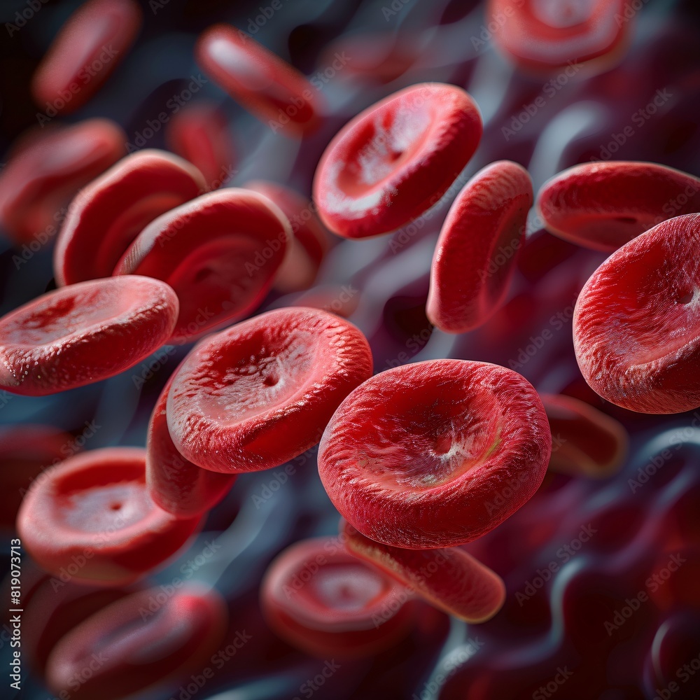 High-resolution image of red blood cells, showcasing their unique ...