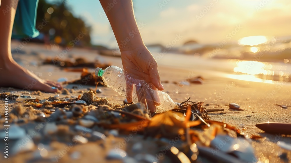 Save water. Volunteer pick up trash garbage at the beach and plastic ...