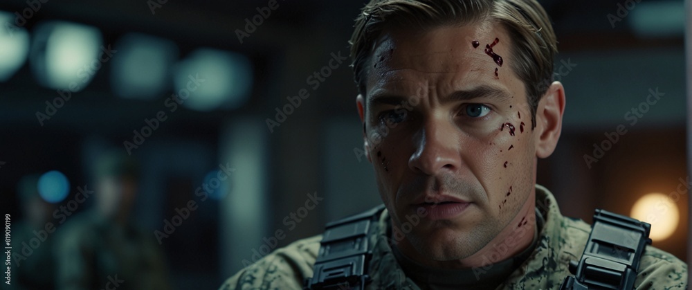 cyborg soldier fighting in a warzone movie story seen trail cam footage ...