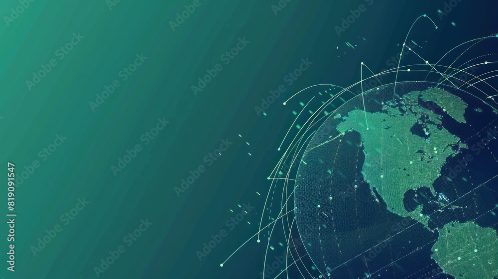 Solid color background with a minimalist illustration of a globe and ...