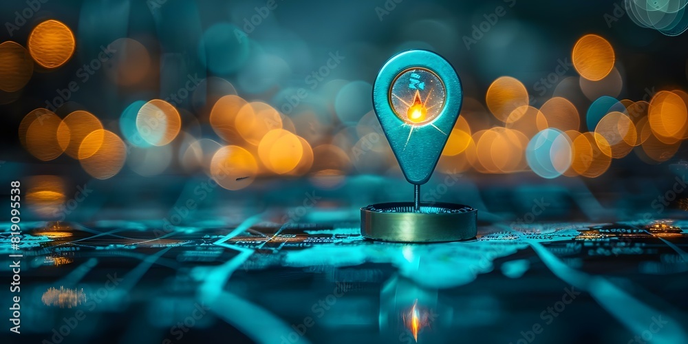 Using A Magnetic Compass Pin To Mark A Location On A World Map Concept Magnetic Compass