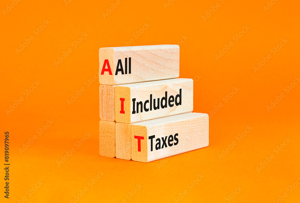 AIT All included taxes symbol. Concept words AIT All included taxes on ...