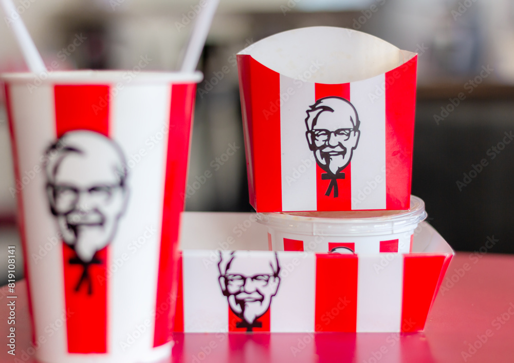 Cup of KFC's French fries, Pepsi, Cola, Soft drink with Chicken fried ...