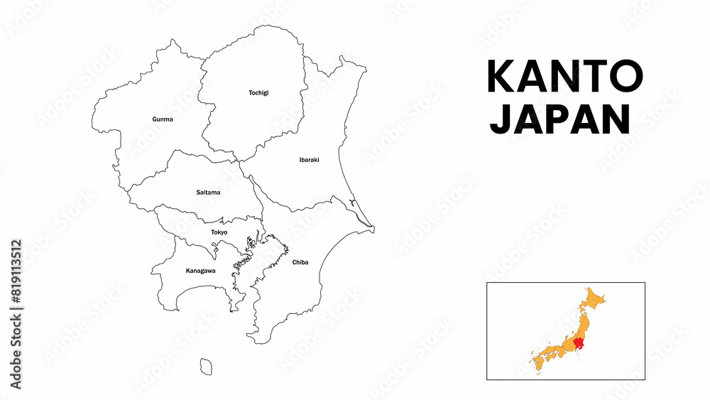 Kanto Map. State and district map of Kanto. Administrative map of Kanto ...