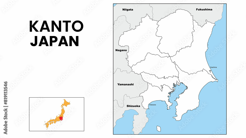 Kanto Map. State and district map of Kanto. Political map of Kanto with ...