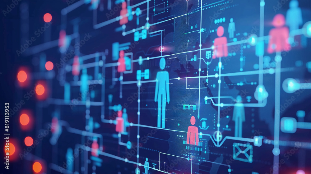 Digital screen showcasing a flowchart of HR activities focusing on ...