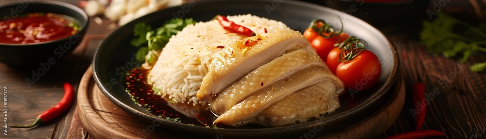 Hainanese chicken rice, poached chicken with fragrant rice, popular ...