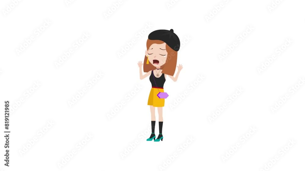 Vidéo Stock beautiful cute cartoon fashion girl with wave hands ...