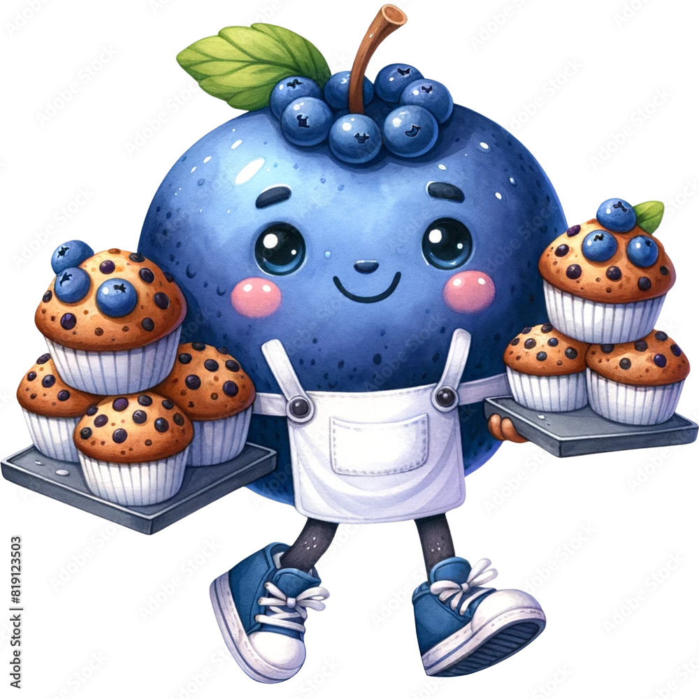 Cute Blueberry Clipart,Blueberry Character PNG,Blueberry Cafe Clipart ...
