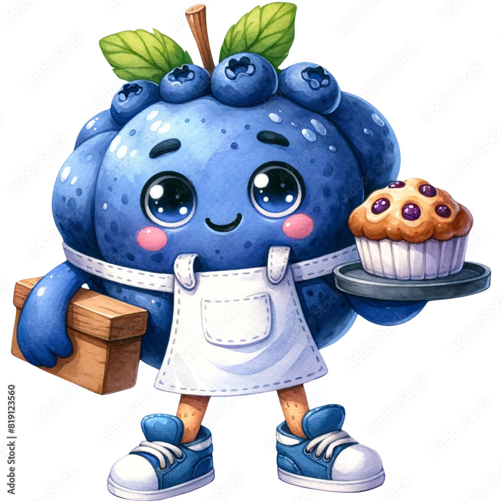 Cute Blueberry Clipart,Blueberry Character PNG,Blueberry Cafe Clipart ...