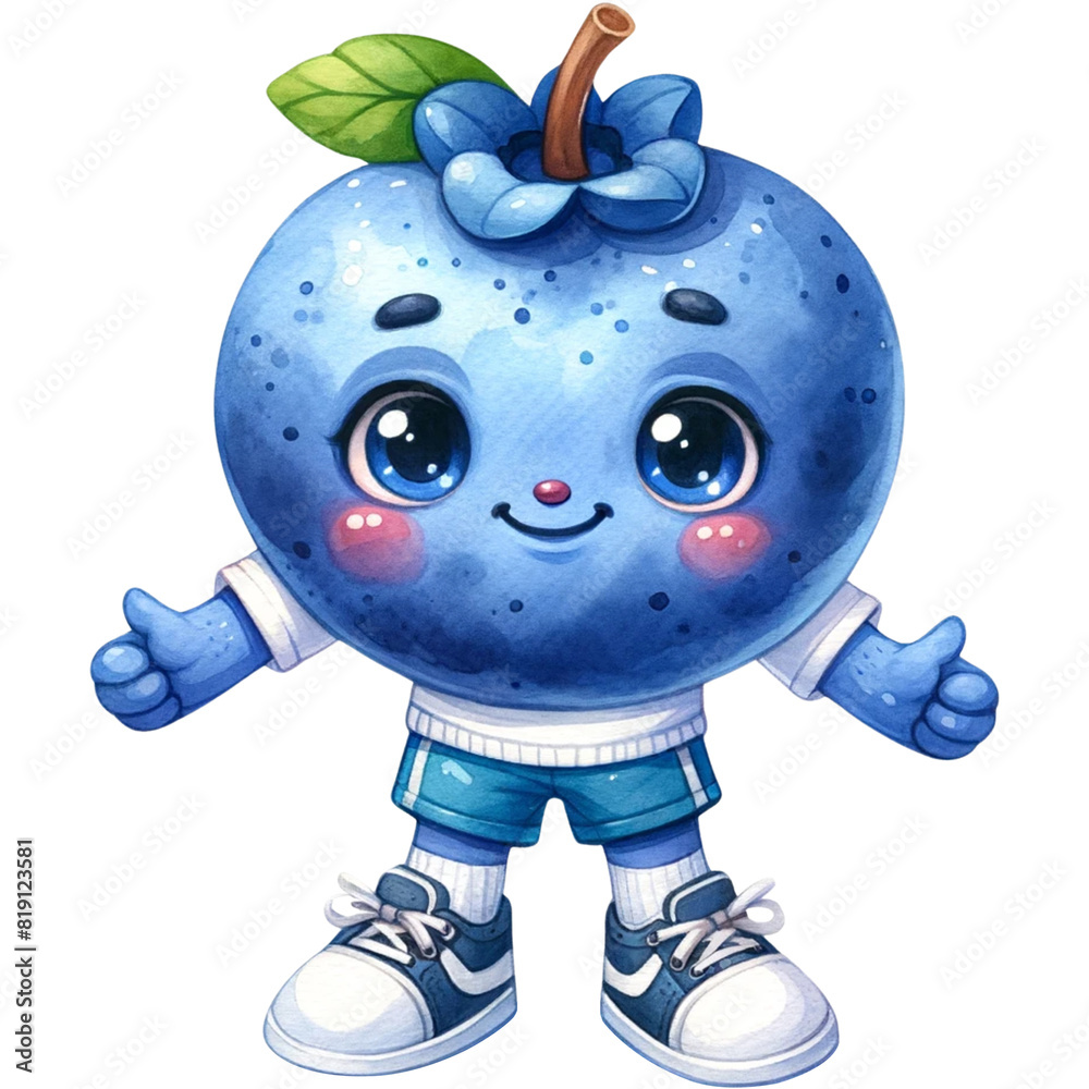 Cute Blueberry Clipart,Blueberry Character PNG,Blueberry Cafe Clipart ...