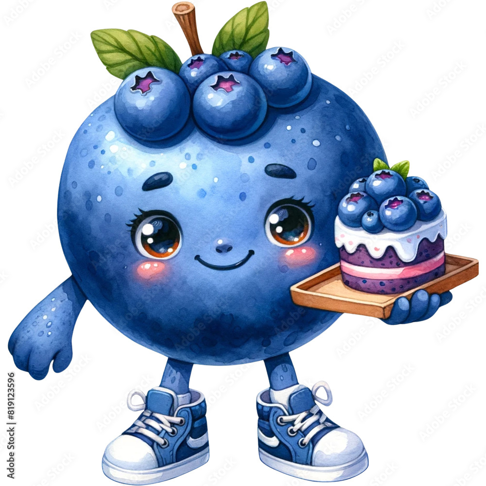 Cute Blueberry Clipart,Blueberry Character PNG,Blueberry Cafe Clipart ...