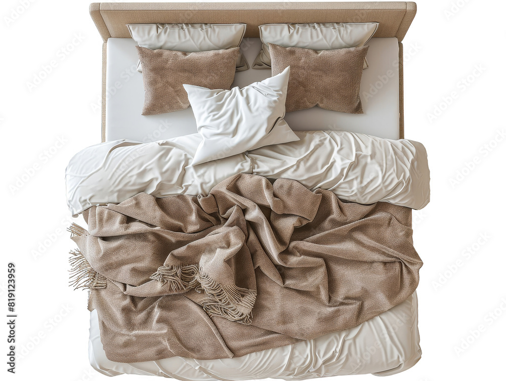 bed top view cut out transparent isolated on white background PNG file ...