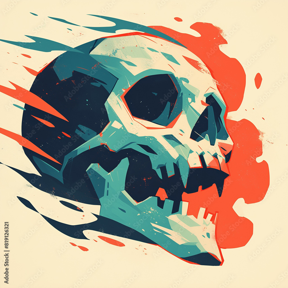 Human skull badge emblem for t-shirt design. Creative poster design ...