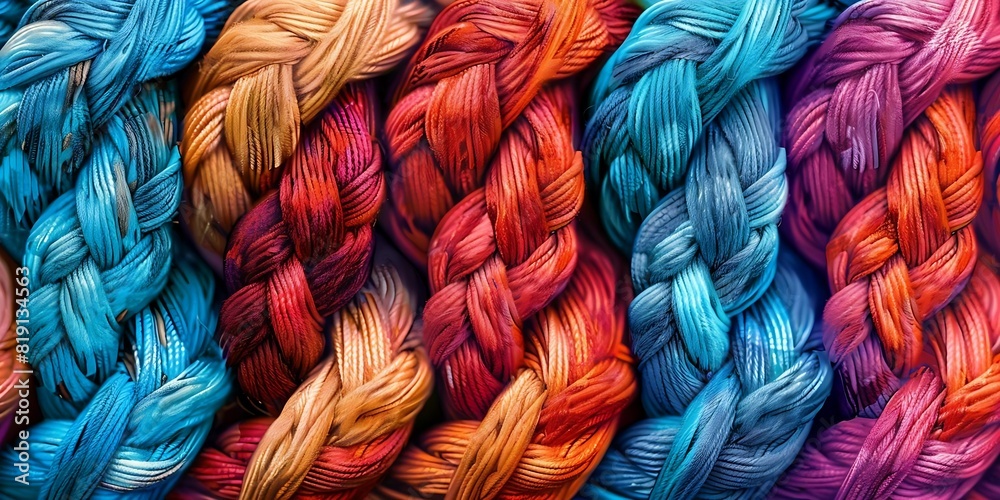 intricately woven ropes with a rich texture, a close-up shot ...