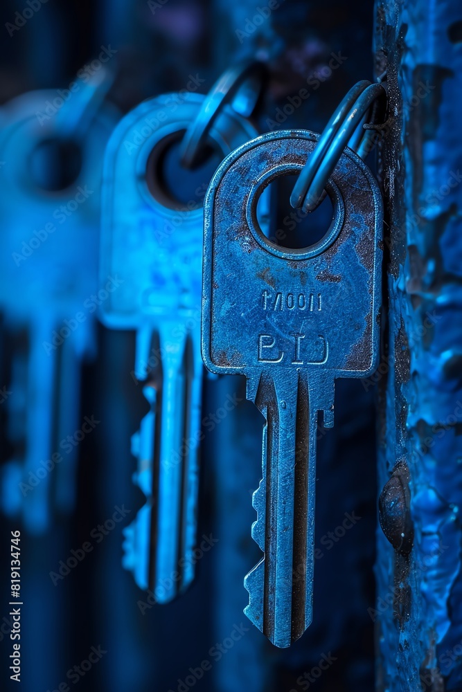 Public key infrastructure PKI theme front view highlighting key ...
