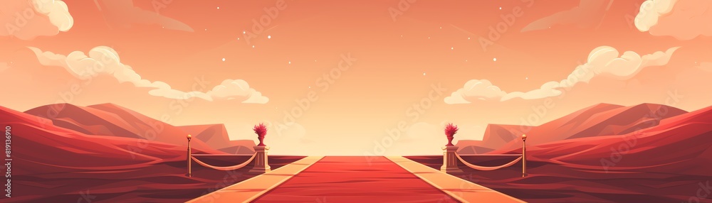 behind celebrity flat design top view red carpet cartoon drawing ...