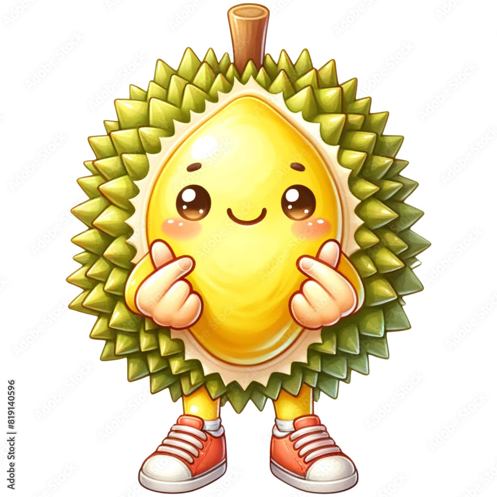 cute watercolor durian clipart,durian retro character,durian lover,cute ...
