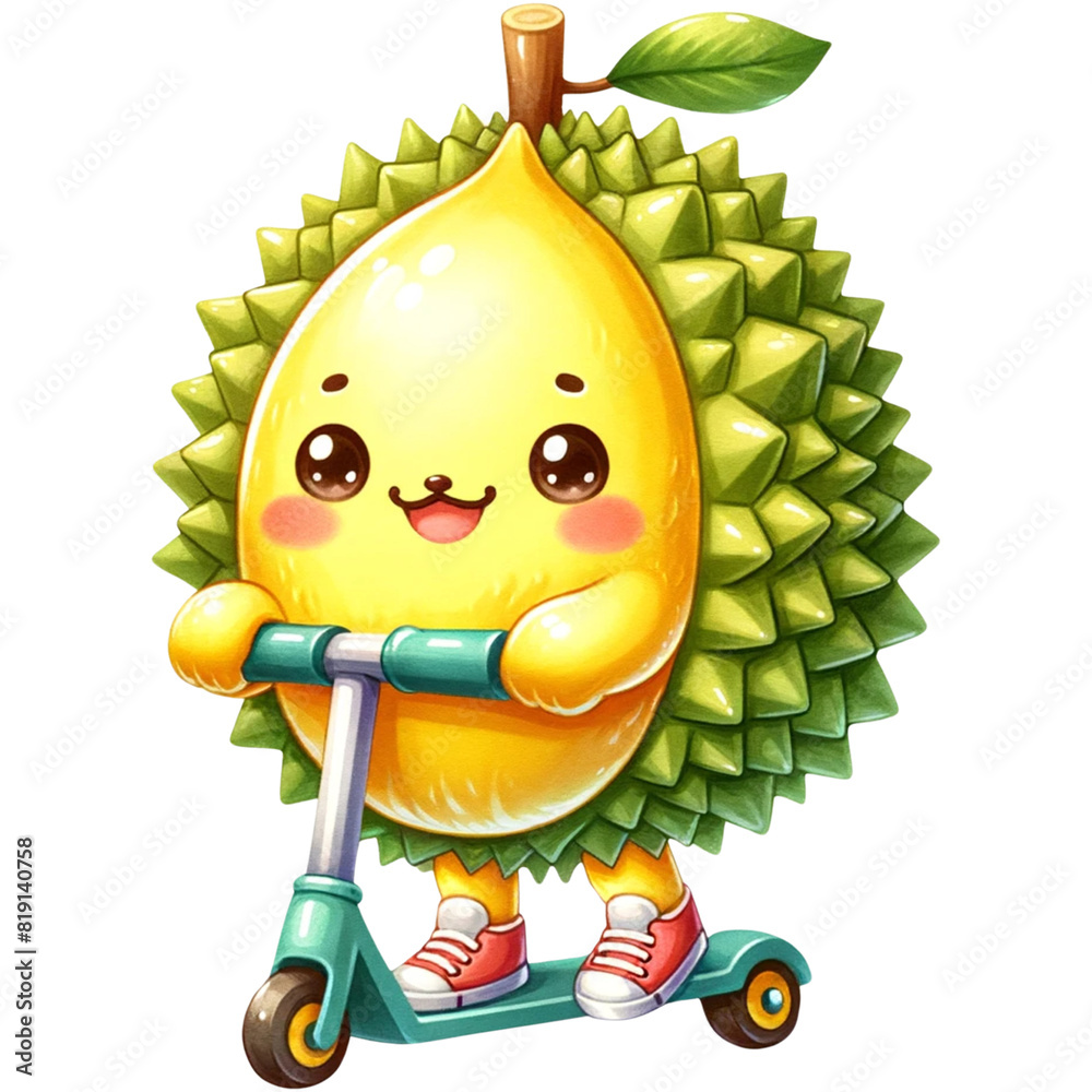 cute watercolor durian clipart,durian retro character,durian lover,cute ...