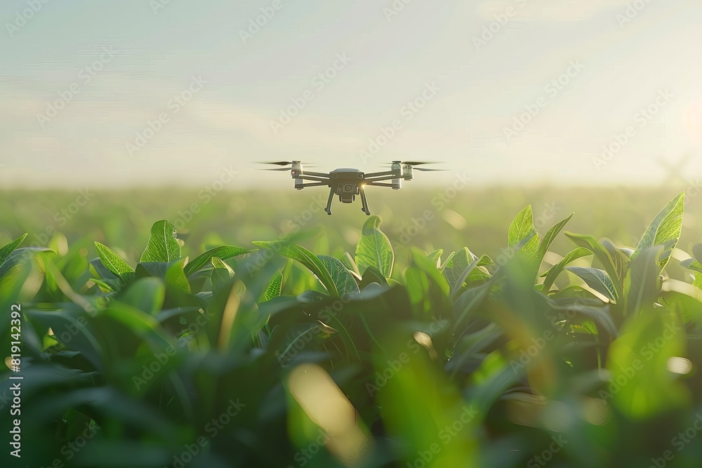 Drone agriculture crop management field futuristic with efficient drone ...