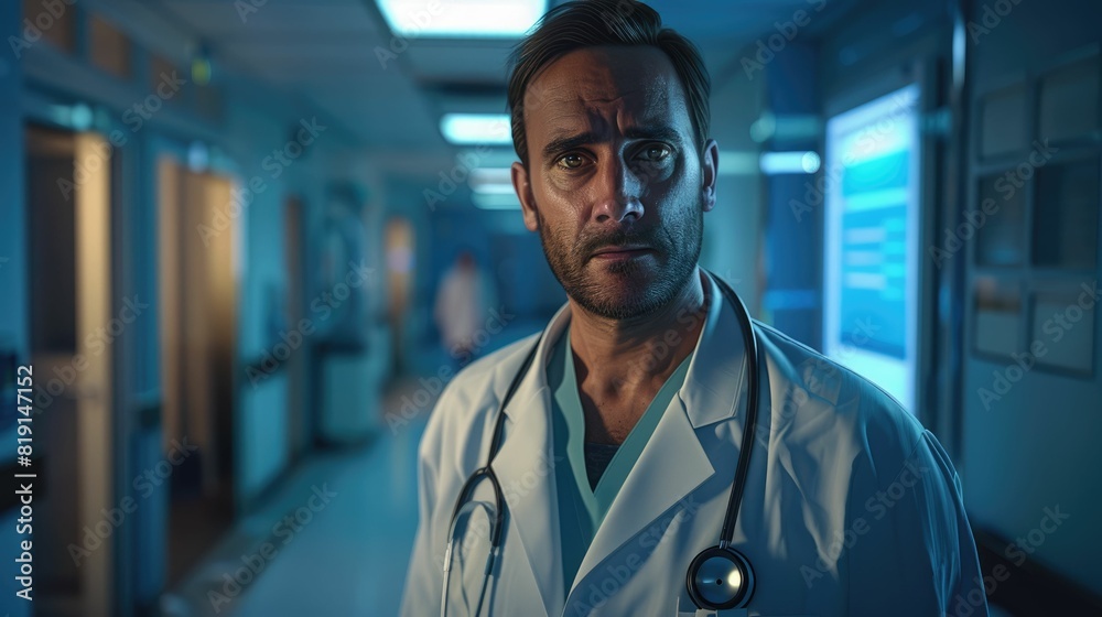 The drawing of the doctor wearing lab coat and stethoscope that ...