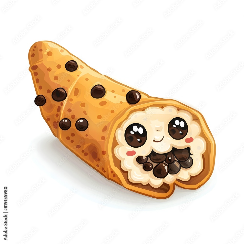 Smiling Chibi Cannoli with Ricotta Filling and Chocolate Chips on ...
