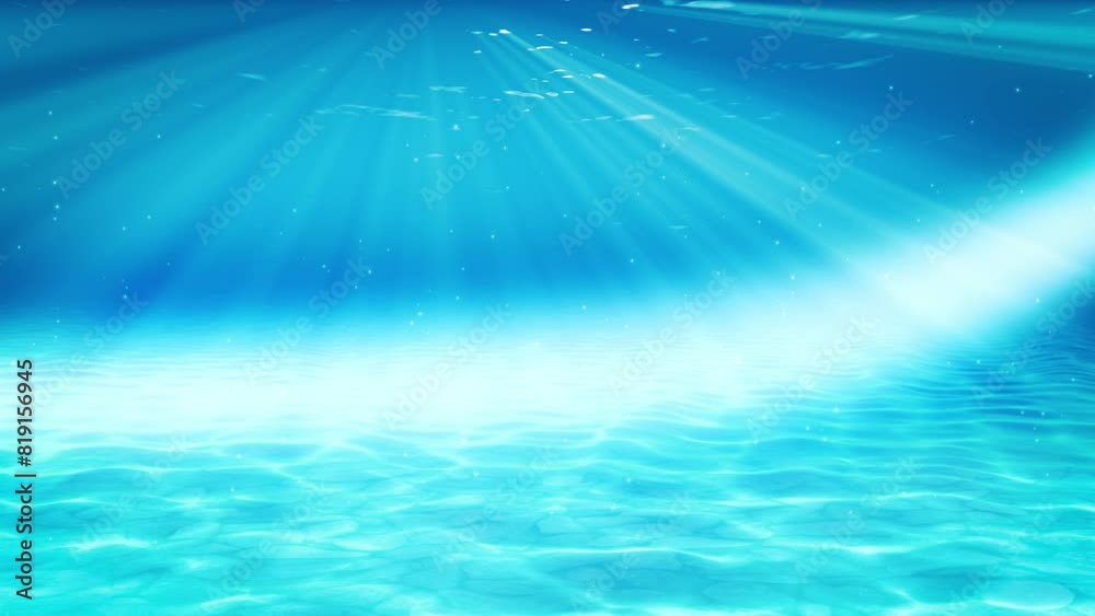 The image captures an underwater view with stunning rays of sunlight ...