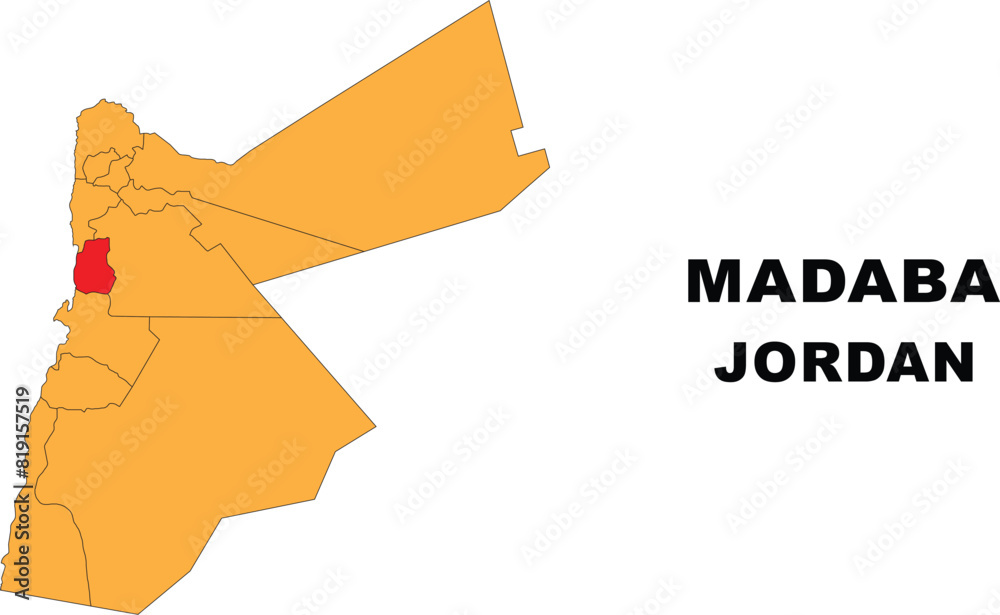 Madaba Map in Jordan. Vector Map of Jordan. Regions map of Jordan ...