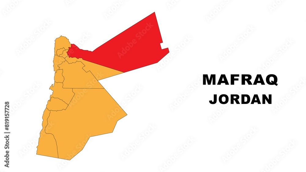 Mafraq Map in Jordan. Vector Map of Jordan. Regions map of Jordan. Stock Illustration | Adobe Stock